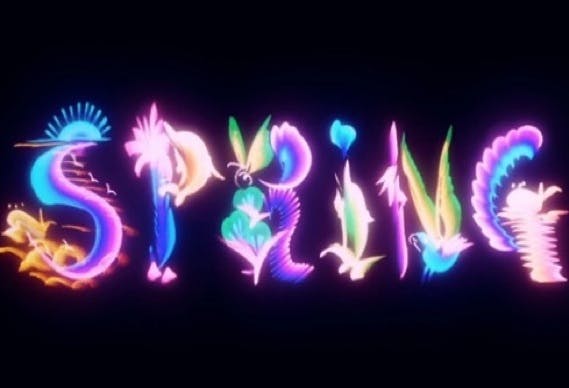 Spring Breakers neon beach type