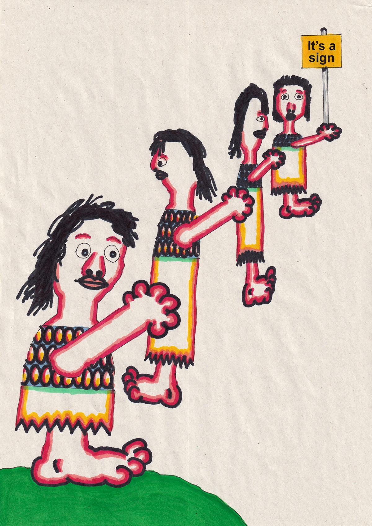 Drawings of People with Signs: A zine that does exactly what it says