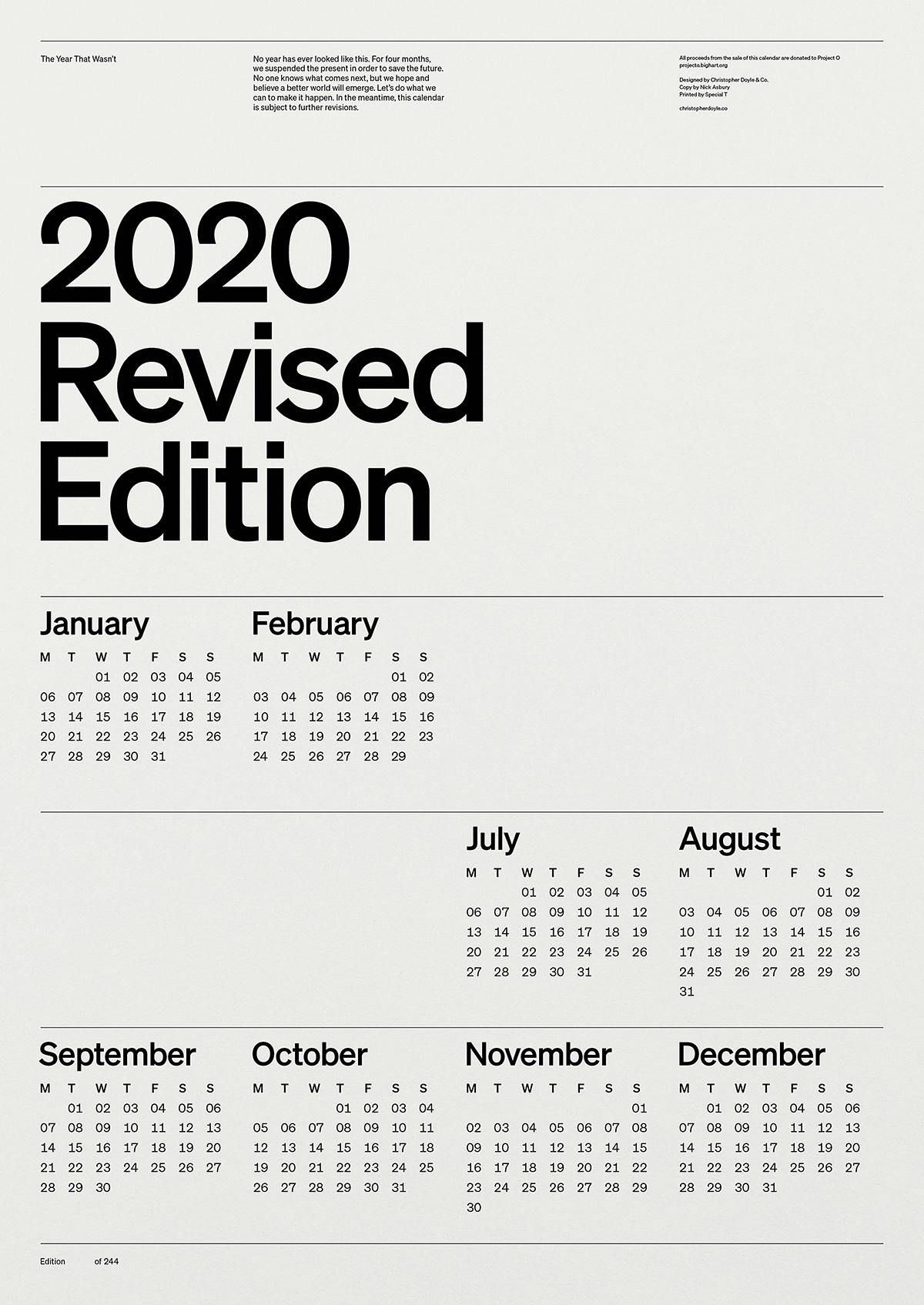2020 gets a new, leaner calendar design