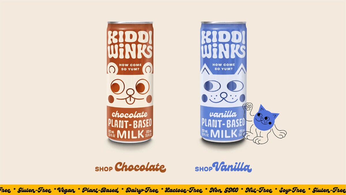A playful visual identity for plant-based milk brand KiddiWinks