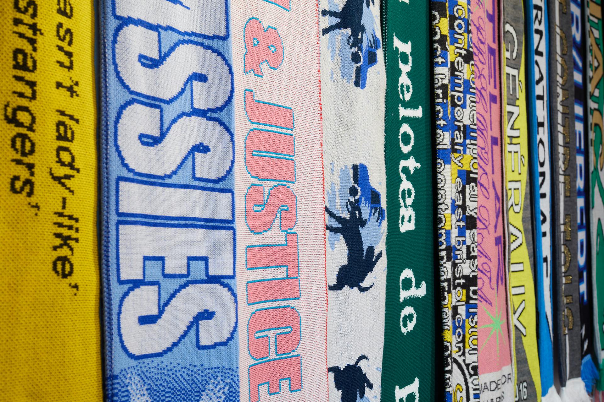 A new show uses football scarves as a canvas