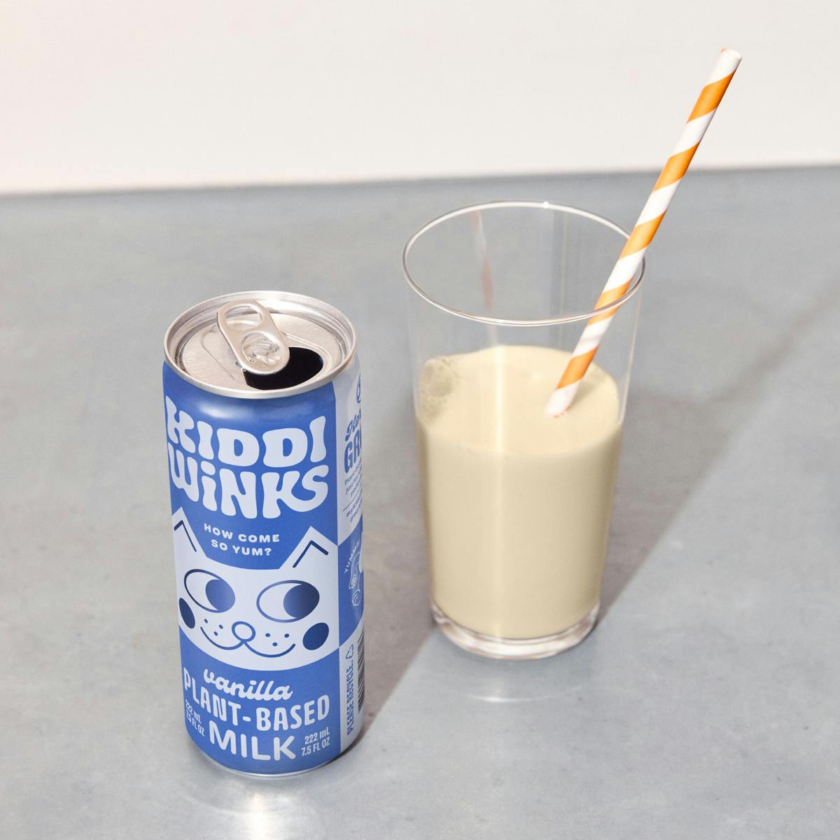 A playful visual identity for plant-based milk brand KiddiWinks