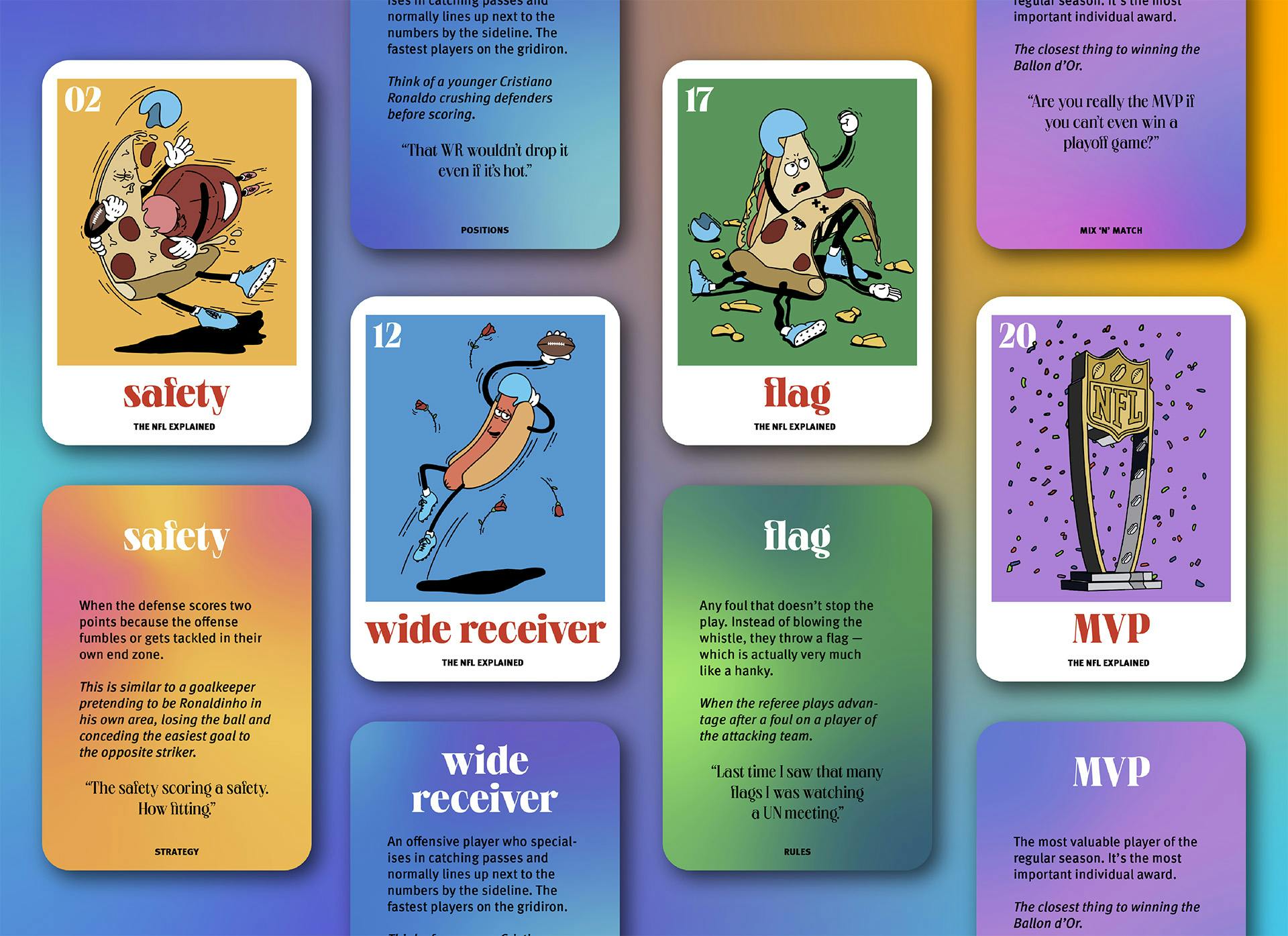 American football explained in this illustrated card deck