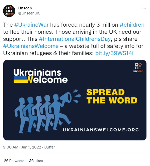 Unseen UK: Ukraine Welcome Text campaign
